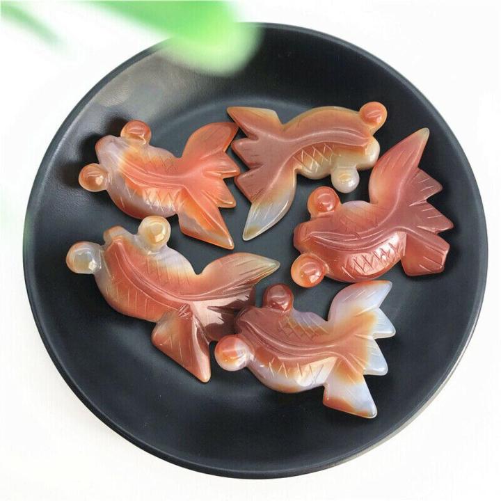 【Hannah Martin Store】1PC Carnelian Agate Golden Fish Sardonyx Crystal ...