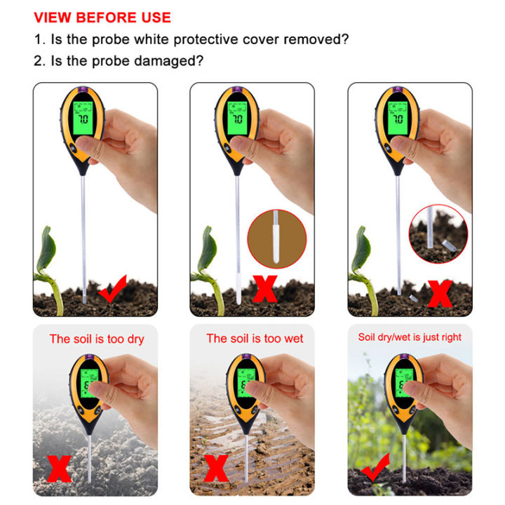 【Tech-savvy】 4 in 1 Soil PH Tester Moisture Light Test Meter for Garden ...