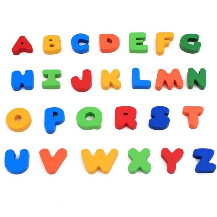 Wooden Alphabet Blocks Uppercase Letter Puzzle Board Montessori Reading ...