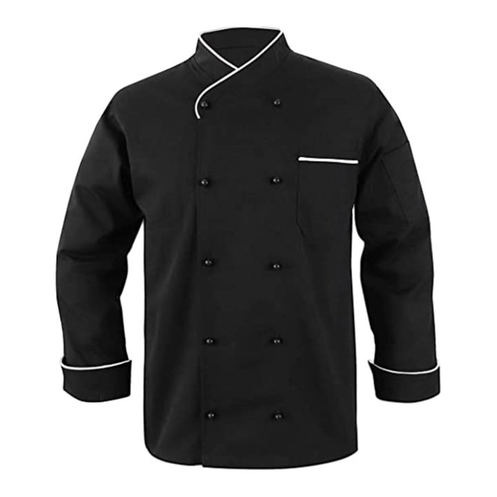Chef Jackets Black White Chef Coat Cooking Uniform for Restaurant & Bar ...