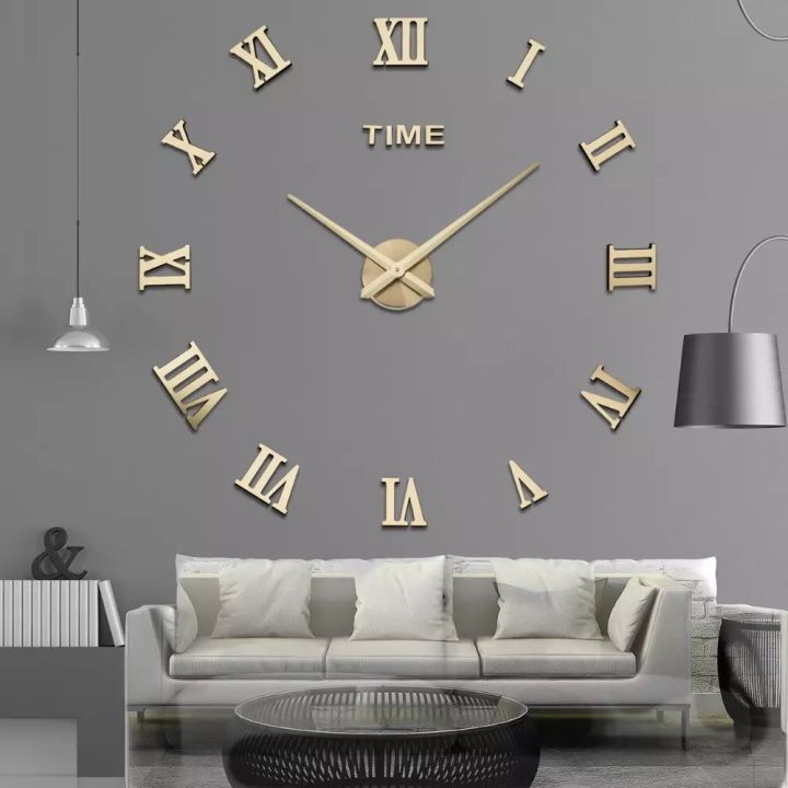 3D Mirror Acrylic Wall Luxurious Clock | Daraz.com.bd