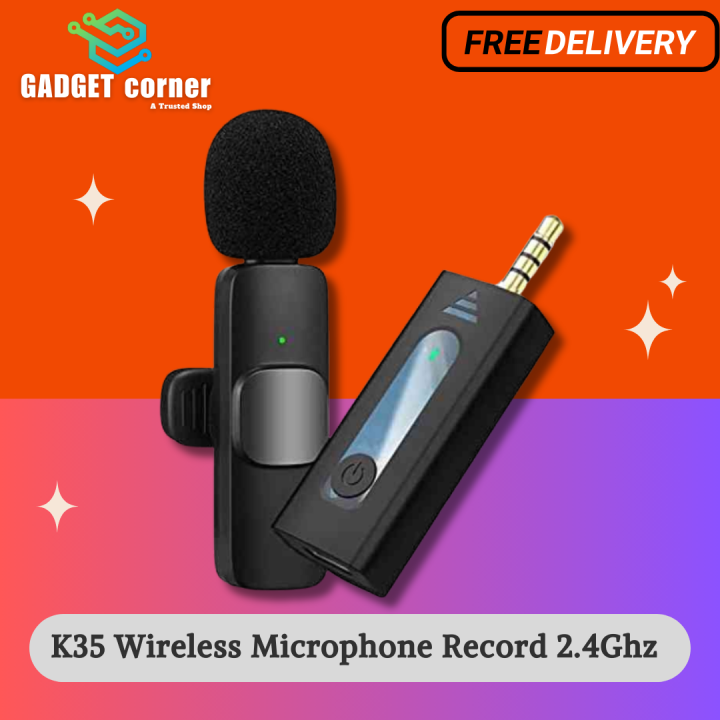 K35 Wireless Microphone Record 2.4Ghz Smart Noise Cancelling Mini Portable Lavalier Mic | Daraz ...