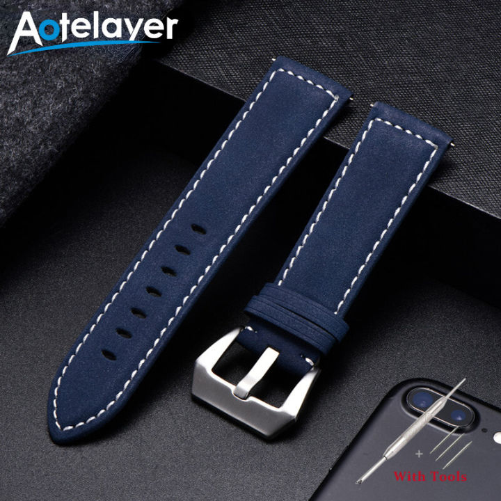 Aotelayer 18mm 20mm 22mm 24mm Width Matte Leather Flat Head Universal ...