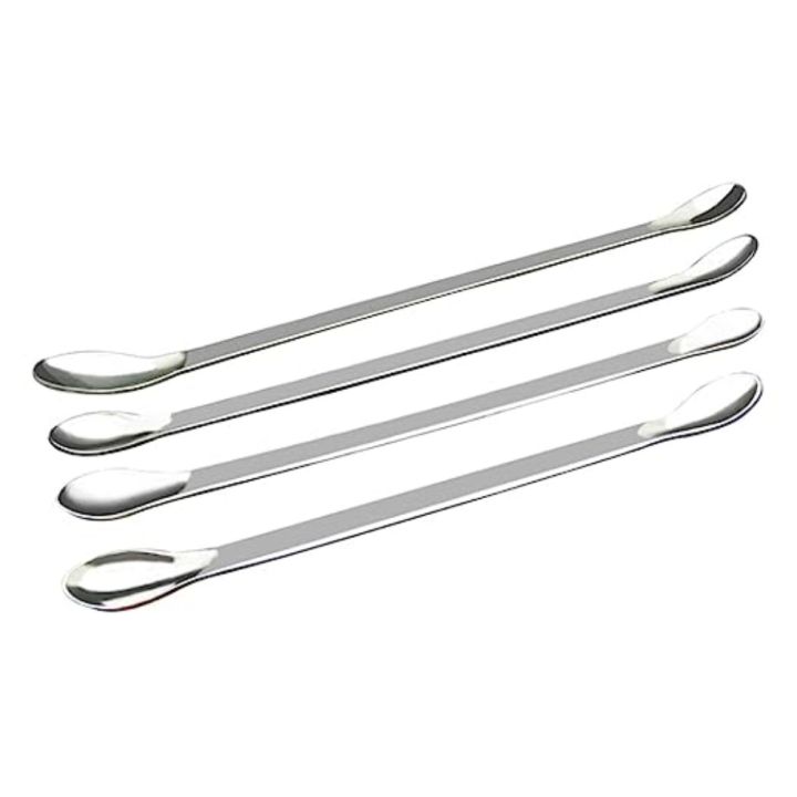 4pcs Long Handle Micro Lab Scoop Micro Stainless Steel Silver Reagent ...