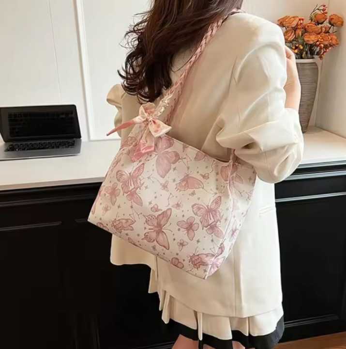 Butterfly Bow Versatile Casual Hand-held Tote Bag Women's Bag Simple ...