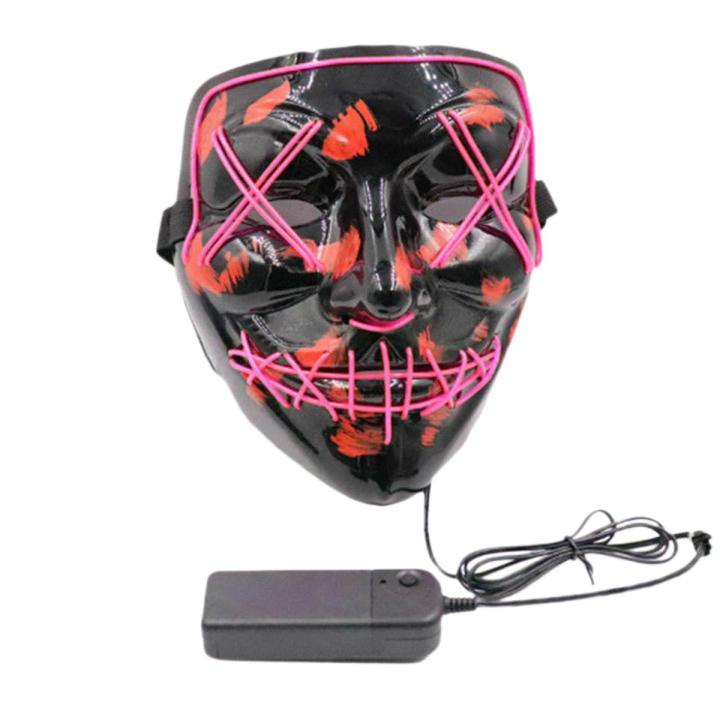 Cosplay the Up Wire Purge Mask Costume Halloween Light Scary Led ...
