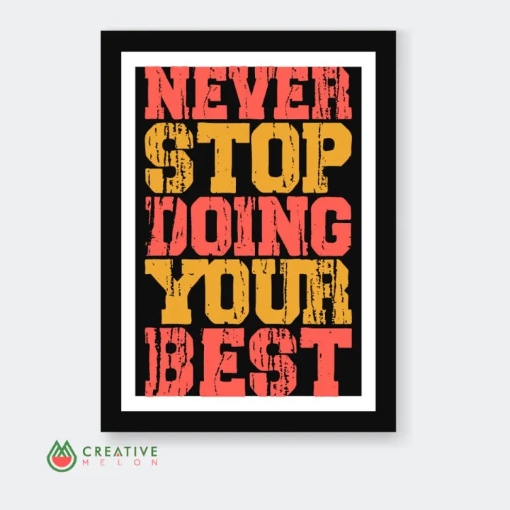 Motivational poster art well frame with glass bonding for home decor ...