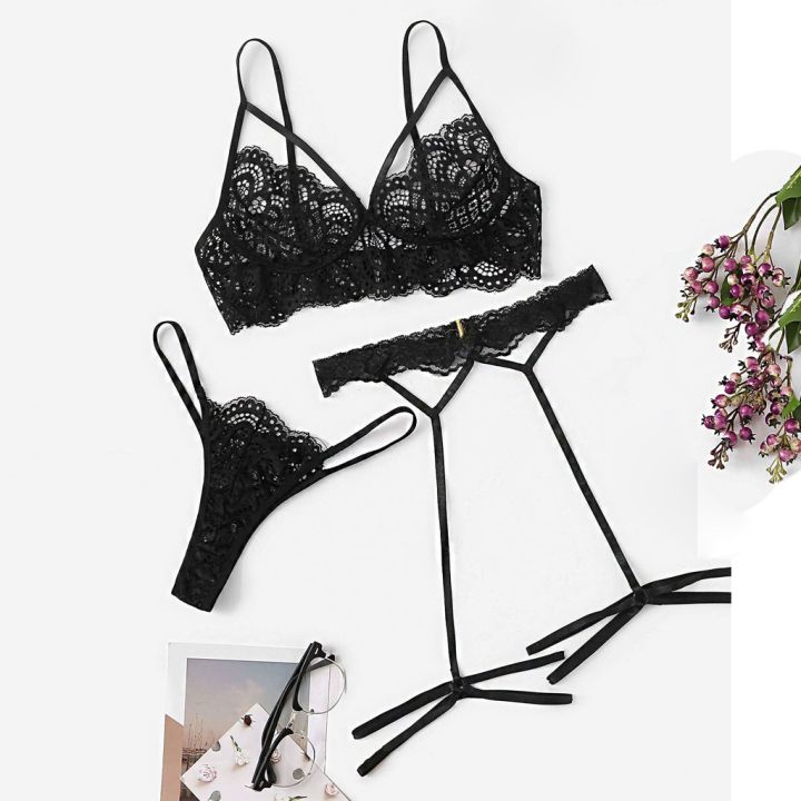 Pajama Sets For Women Lace Garter Set Women Intimates See Through Bra ...