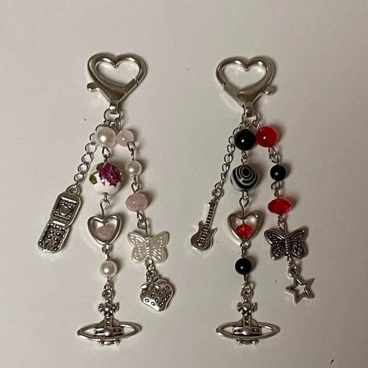 Handmade satellite keychain sweet romantic guitar keychain strawberry ...