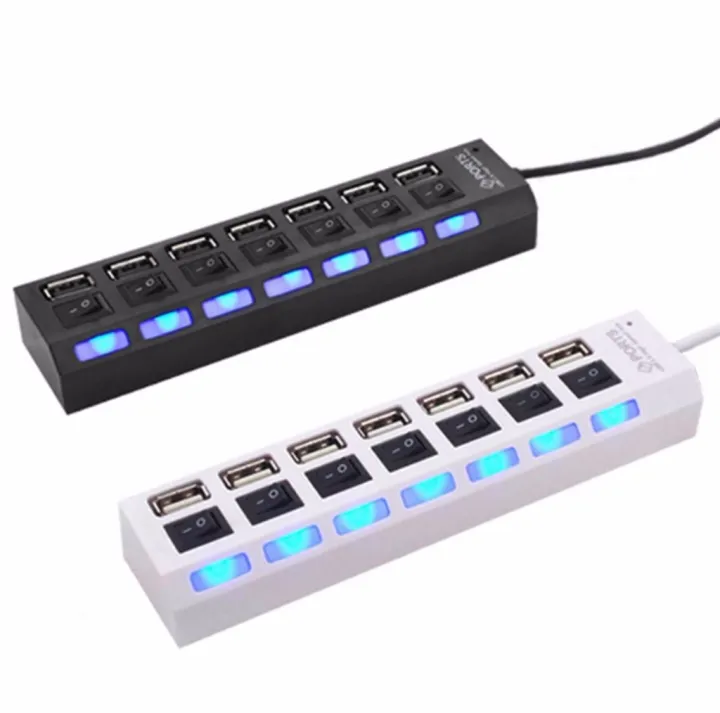 USB 2.0 Hub Multi USB Splitter Ports Hub Use Power Adapter4/ 7 Port ...