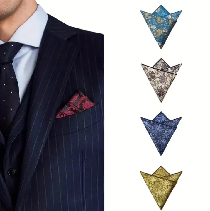 1Pcs Luxury Paisley Silk 23x23cm Ties Hankies Men's Pocket Square ...