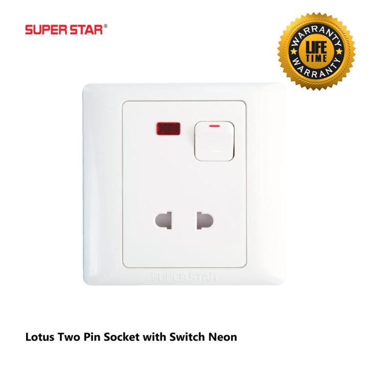 Super Star Lotus Two Pin Socket with Switch Neon | Daraz.com.bd