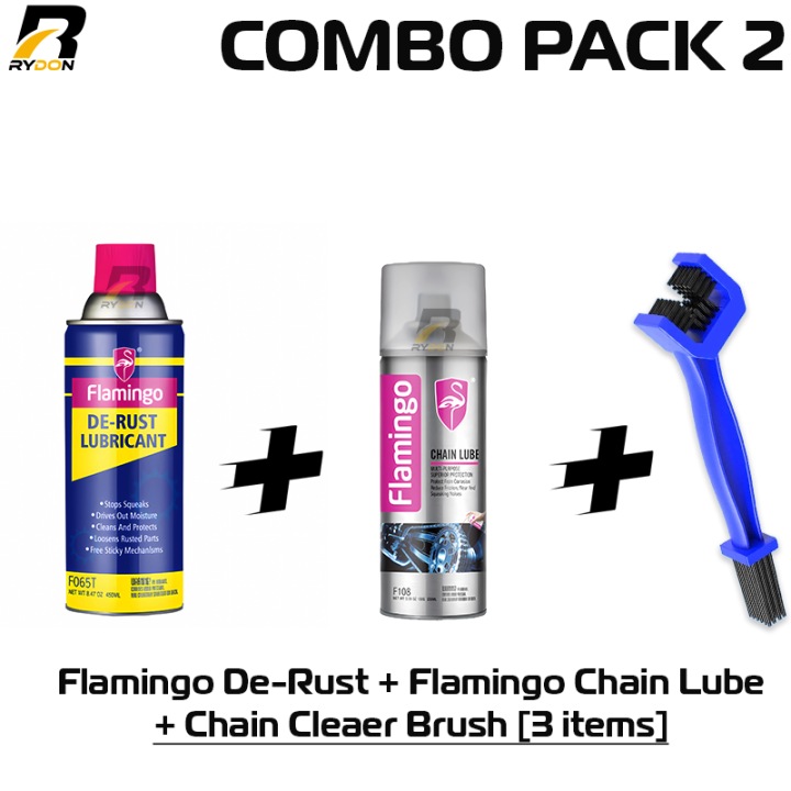 Flamingo Chain Lube 220ml + Chain Brush (Random Color) + Gladiator Rust ...