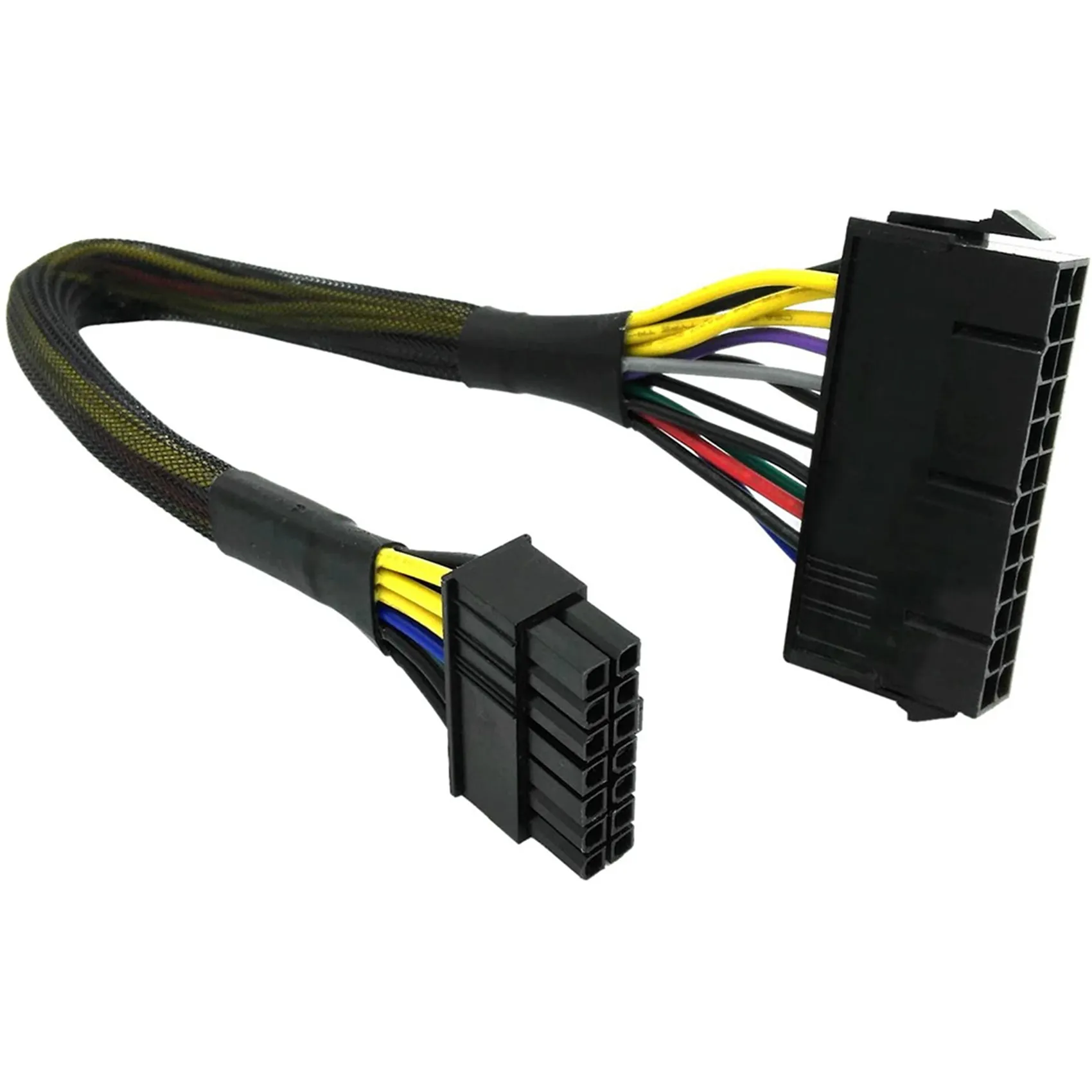 2X 24 Pin to 14 Pin ATX PSU Main Power Adapter Braided Sleeved Cable ...
