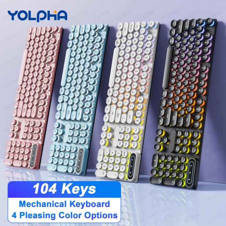 104Keys Wired Keyboard with RGB Backlit Breathing Light Gaming Wired ...