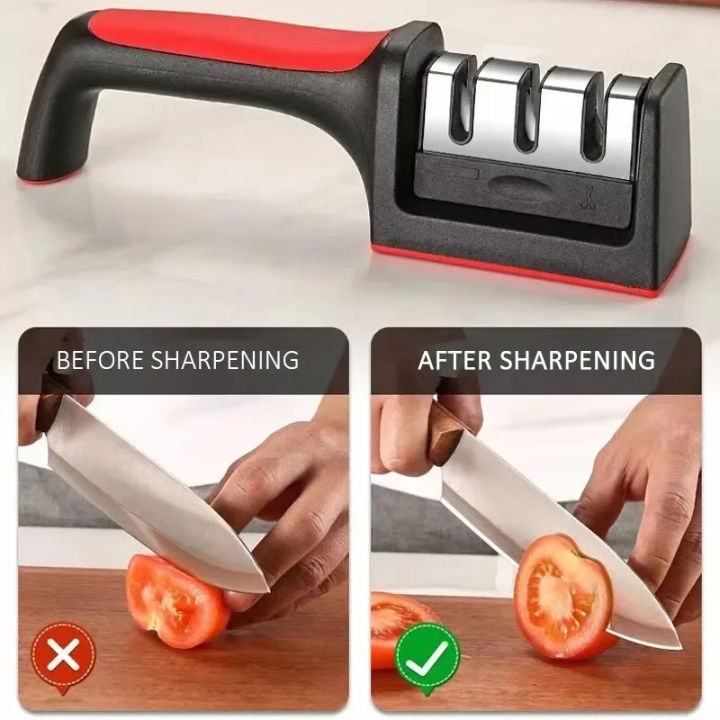 (Knife Sharpener) New Household Multi-Functional Hand-Held 3-Purpose ...