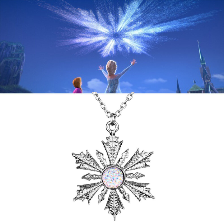 Frozen Snowflake Necklace Elsa Princess Crystal Pendant Delicate ...