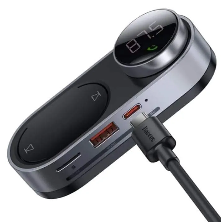 Baseus Solar FM Transmitter Modulator Car Wireless Bluetooth 5.0 ...