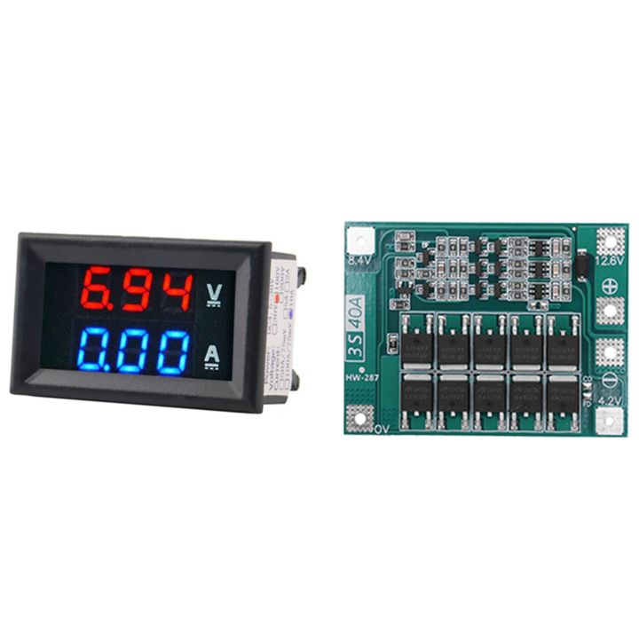 Digital Voltage Meter Dc100V 10A Voltmeter Ammeter & 3S 40A 18650 Li ...
