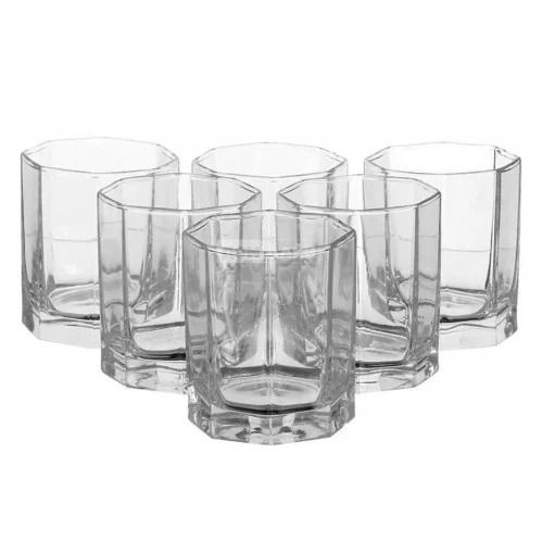 Corner Design Glassware Transparent Drinking Set 6pcs 190mL - 44 ...