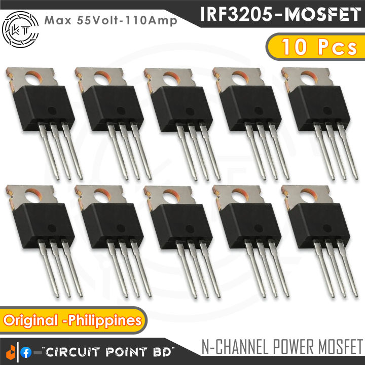 10Pcs IRF3205 N-Channel Power MOSFET Original Philippines. IRF 3205 3 Pin Max 55V 110A 200W TO ...
