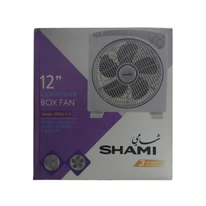 SHAMI 12" Box Fan 3 speed, Moving and Timer option, Stander Desk Fan ...