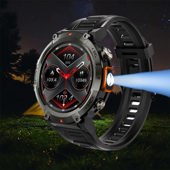 Smart Watch Men With Flashlight Bluetooth Call Sport Tracker Blood ...