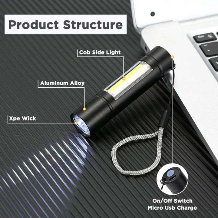 USB Rechargeable 3 Mode Power Mini LED Torchlight Torch | Daraz.com.bd