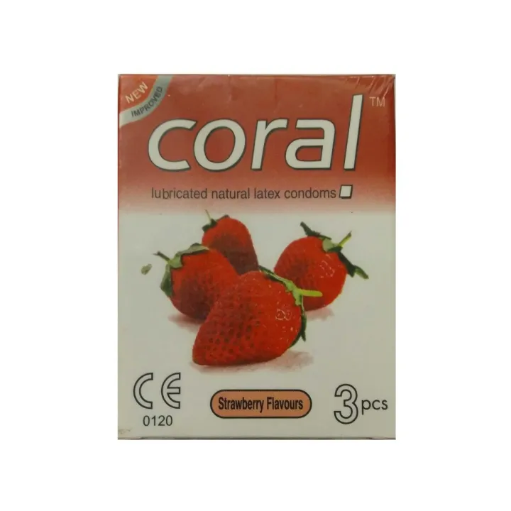 Coral Strawberry Flavored Extra Performance Condom Full Box - 30 Pcs/30 ...
