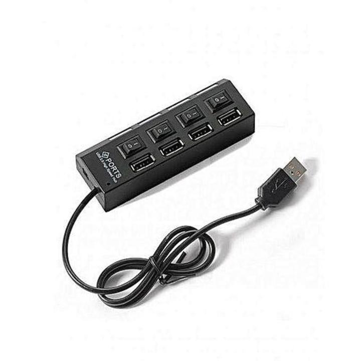 4 Port USB 2.o Hub with Individual Power Switches - Black | Daraz.com.bd