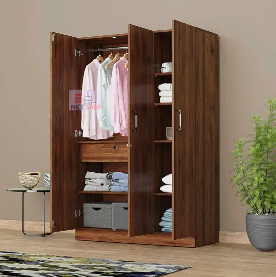 Kath Color Partex MDF Laminated Board 3 Doors Almirah with inner lock drawer Clothe storage hanger shelf by Nice Shop 3 part Almirah 72 48 Daraz .bd
