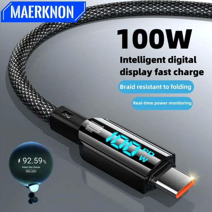 PD 100W USB C to USB Type C Cable Fast Charging Data Cable Digital ...