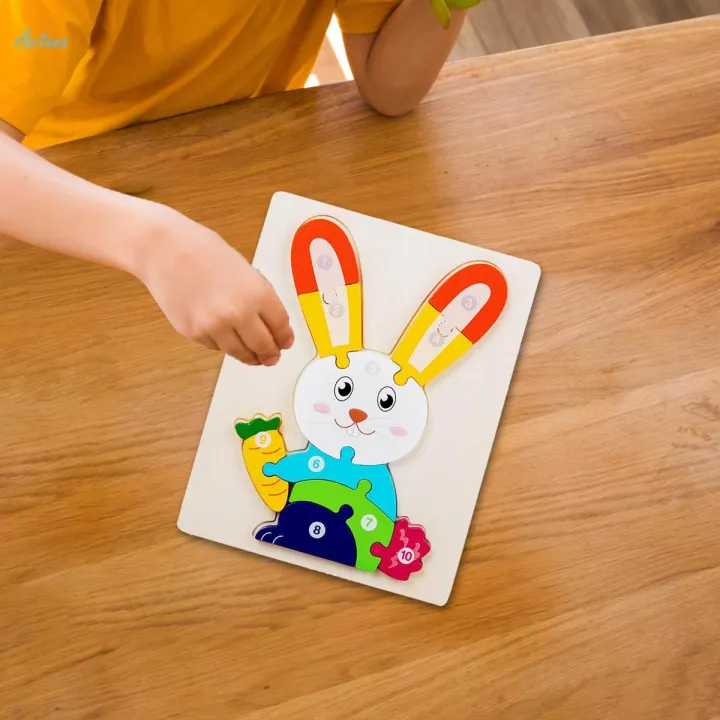 Wooden Jigsaw Puzzle Color Sorting Block Developmental for Preshcool ...