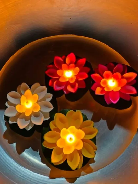 Lotus Night Lamp Floating Water Sensor Flower Lamp Led water floating ...