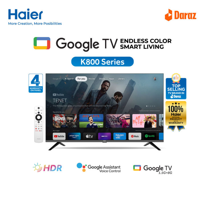 Haier 43" FHD Smart Google TV (H43K800FX) with Free Bongo Subscription ...