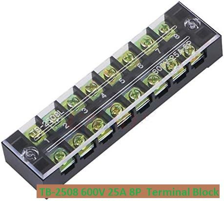 8 Way Double Row Terminal Block TB-2508 600V 25A 8P Double Row 8 Pin ...