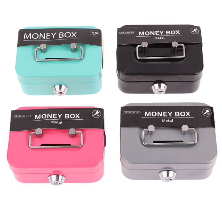 【Exclusive Online Deals】 Safe Box Mini Cash Box Metal Key Bank Small ...