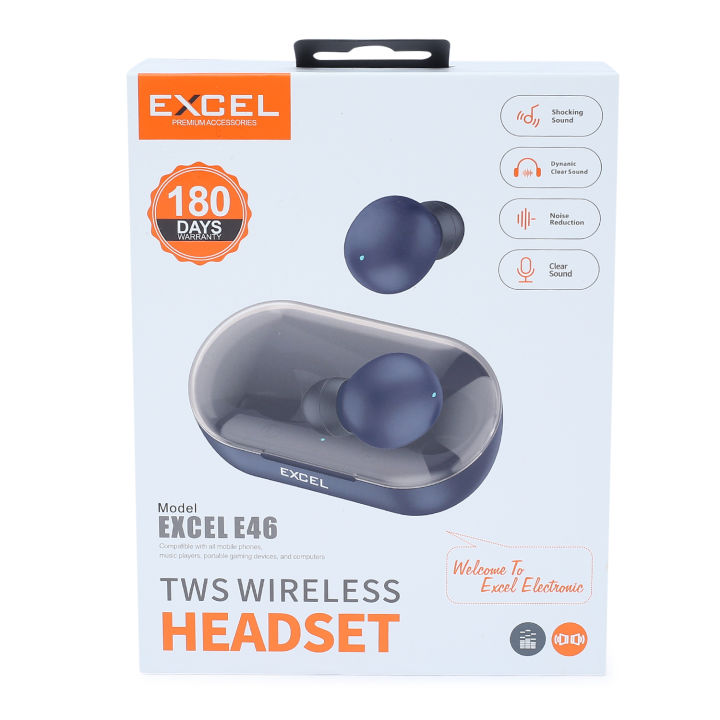 Excel E46 TWS wireless headset with charging case | Daraz.com.bd