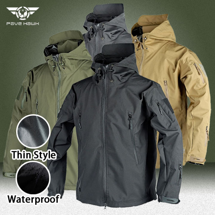 Military Shark Skin Jackets Men Waterproof Thin Army Hooded Bomber ...