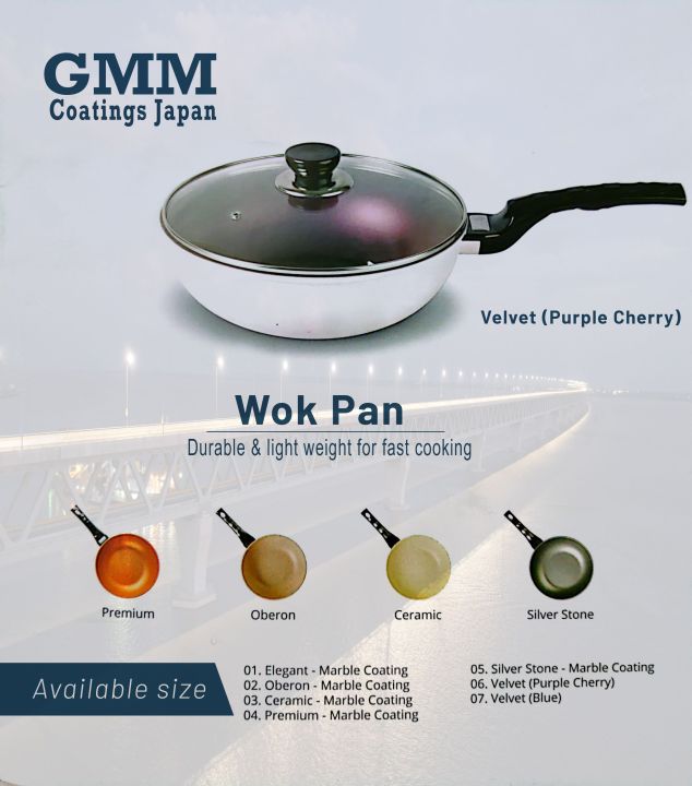 Non-Stick Marble Coating Wok Pan (26 CM) from GMM Coatings, JAPAN ...