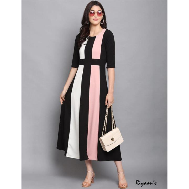 Trendy & Beautiful Round Neck Western Long Frock For Girls & Women ...