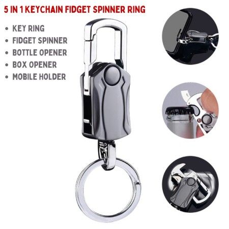 5-in-1 Heavy Duty Key Chain Fidget Spinner Rotatable Keyring | Daraz.com.bd