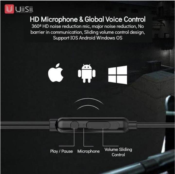 Uiisii Hm12 Half In-Ear Headset Metal Bass Music Earphone Wired ...