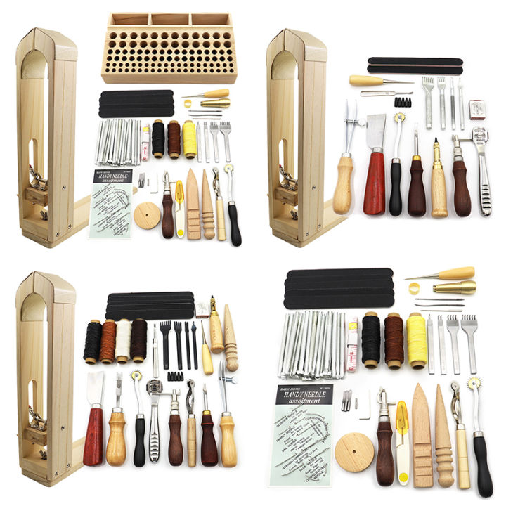 QJH Professional Leather Craft Tools Kit Hand Sewing Stitching Punch ...