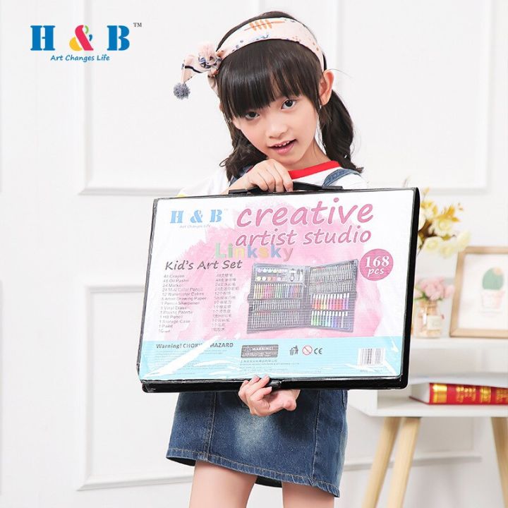 H & B 168 Piece Deluxe Art Set for Kids, Crayon, Oil Pastel, Color ...