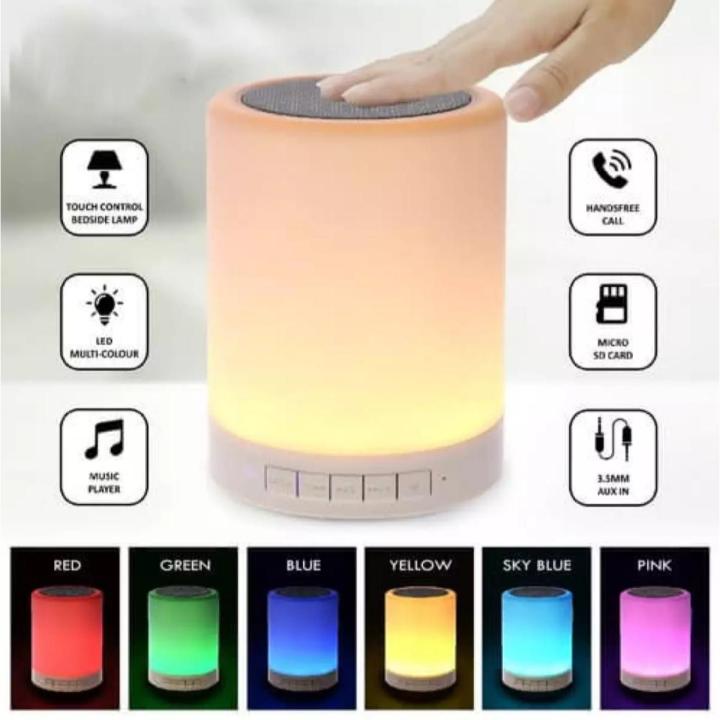 LED Touch Control Lamp with Bluetooth Speaker multicolor (Rechargeable ...