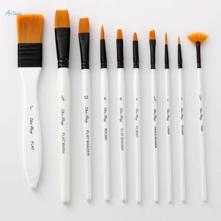 10x Art Painting Brushes Set Acrylic Oil Watercolor Paint Artist Paint ...