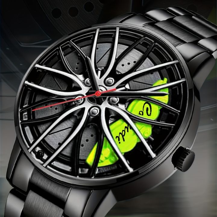 Fashion Automatic Car Wheel Watch, Men's Steel Belt Three-dimensional ...