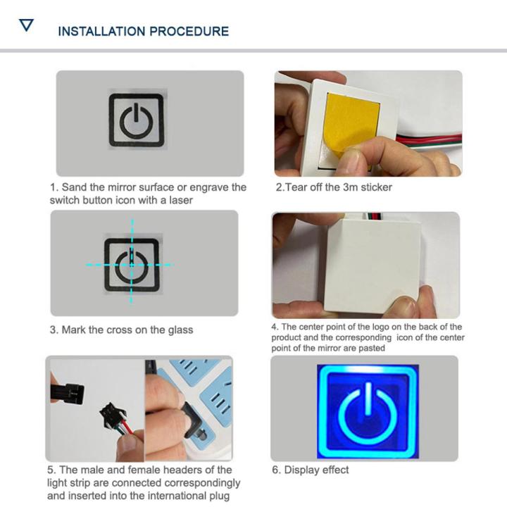 12V 5A Bathroom Vanity Mirror LED Light Touch Switch Mirror Dimming ...