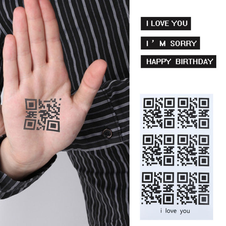 5 Pcs/Set Creative Love QR Code Tattoo for Lovers Adults Wrist Body Art ...